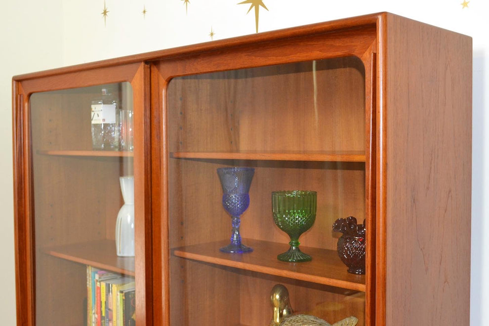 Danish Teak Glass Front Bookcase/Display Cabinet – Mod Factory DMV