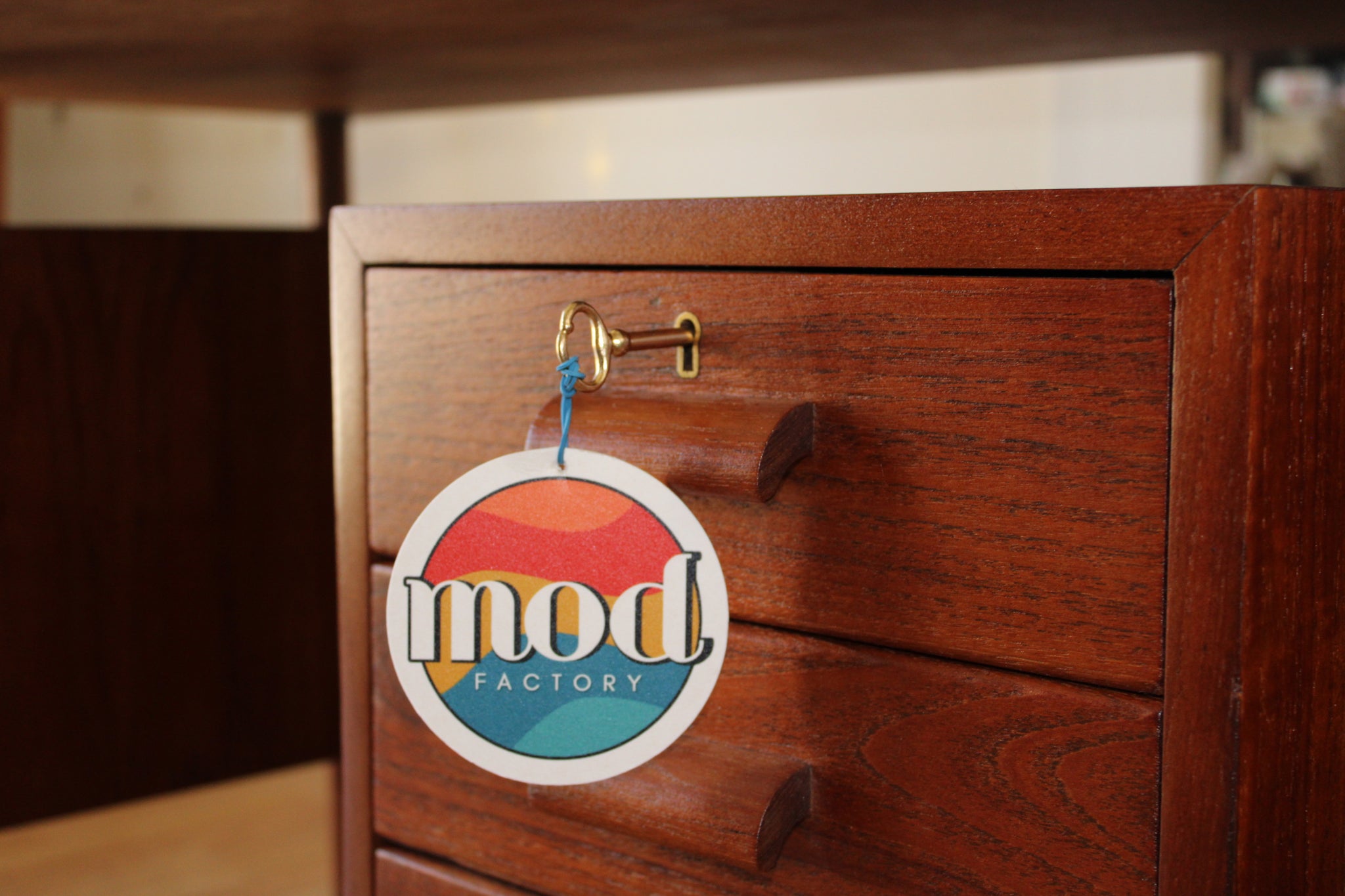 Vintage Teak Floating Top Executive Desk – Mod Factory DMV